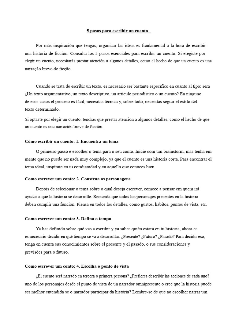 5 pasos para escribir un cuento | PDF | Cuentos