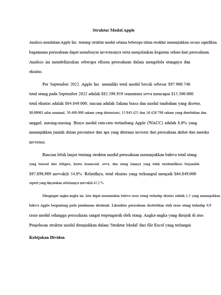 Analisis Struktur Modal Apple 2022 | PDF