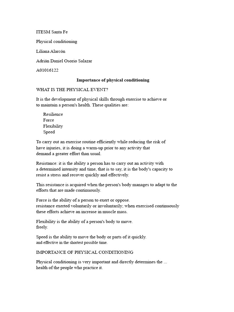 Importance of Physical Conditioning | PDF