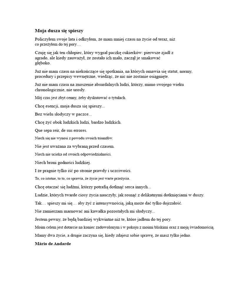 Moja Dusza Się Spieszy | PDF
