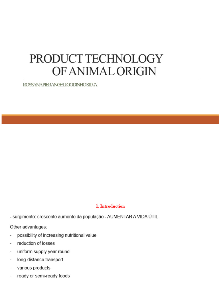 Introduction TECHNOLOGY OF ANIMAL ORIGIN PRODUCTS | PDF