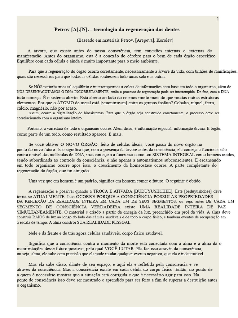 Regeneração de Dentes e Consciência | PDF | Dente humano | Regeneração ...