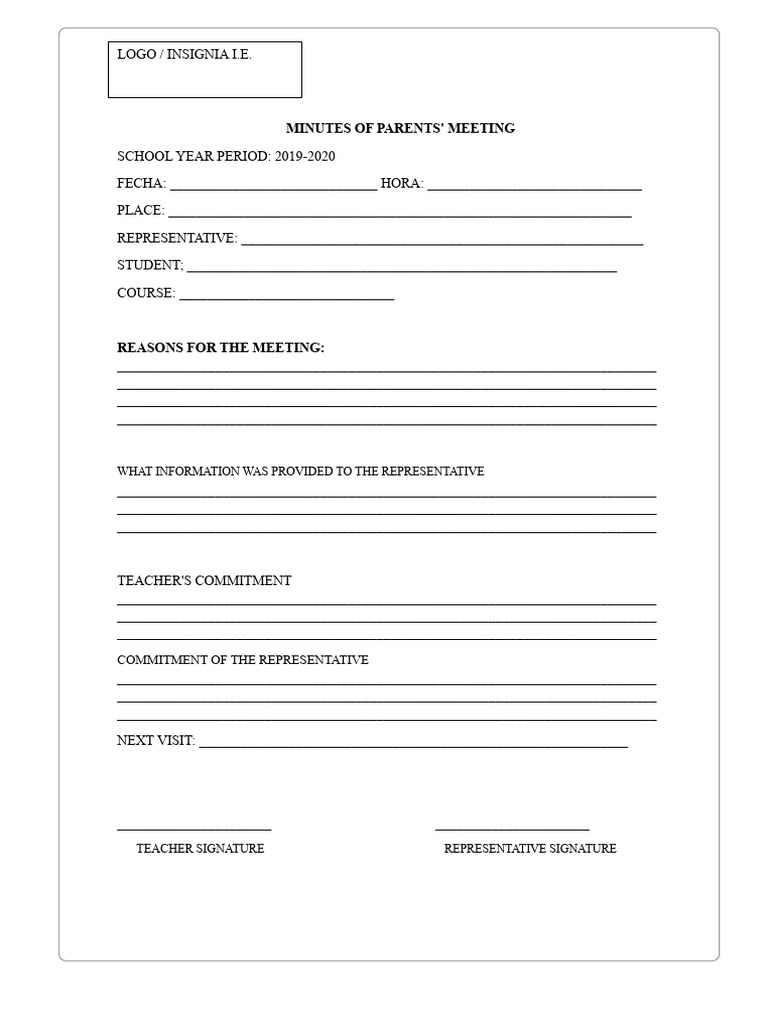 Model 3 Meeting Minutes of Class Parents | PDF