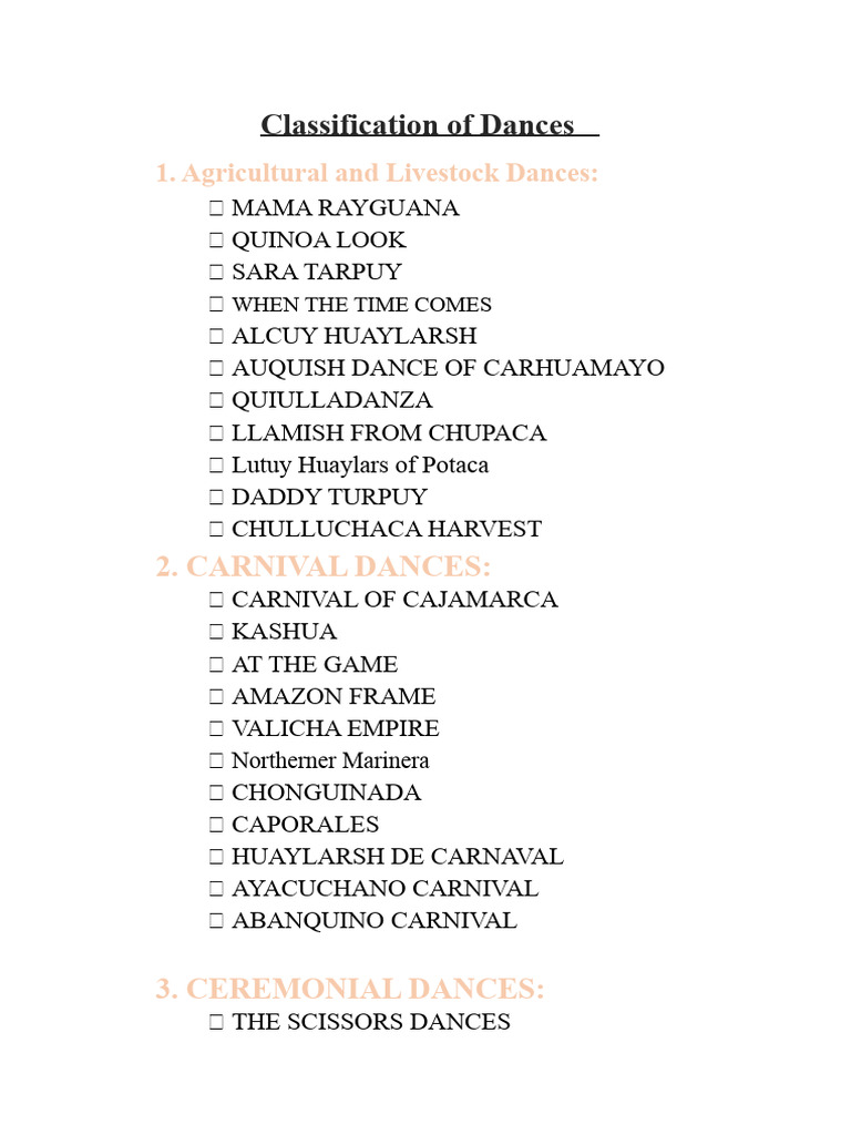 Classification of Dances | PDF