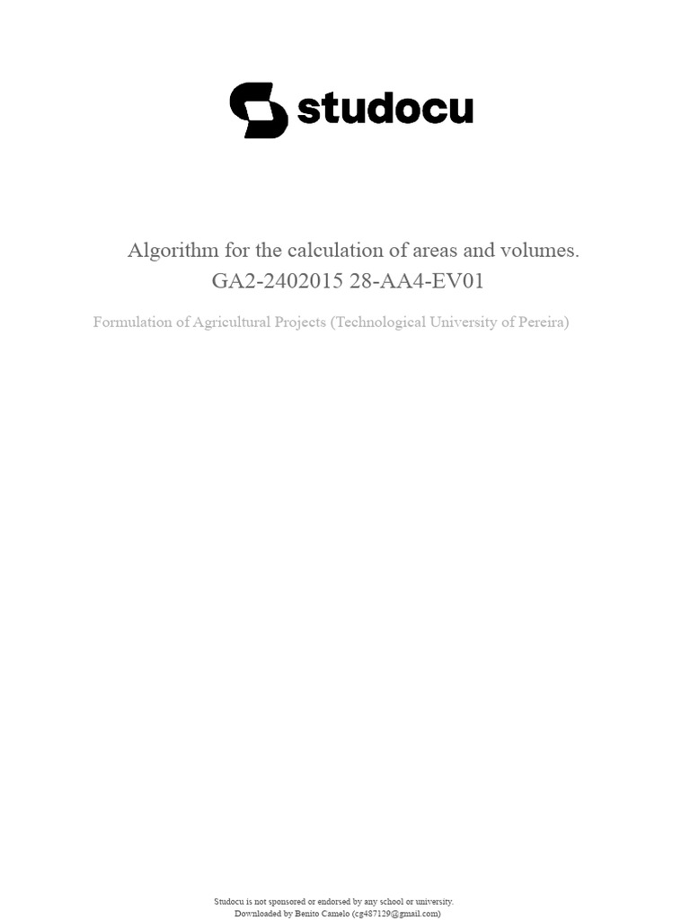 Algorithm For The Calculation of Areas and Volumes Ga2 2402015 28 Aa4 ...