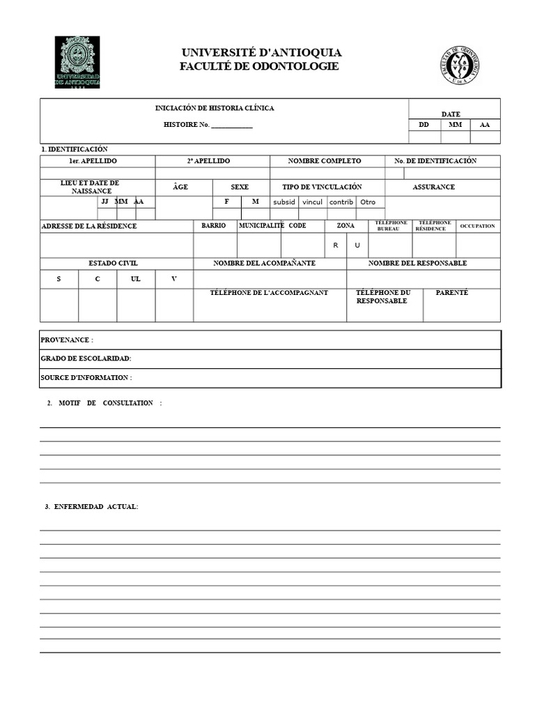 Format de Dossier Médical | PDF | Dentisterie | Médecine