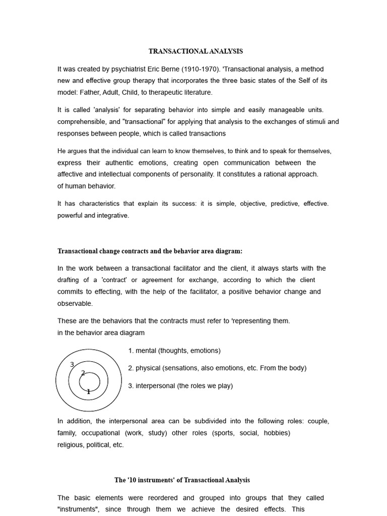 Transactional Analysis.doc | PDF | Psychology | Psychological Concepts