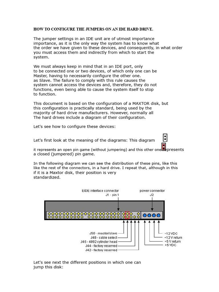 How to Configure the Jumpers on an IDE Hard Drive | PDF | Computing ...