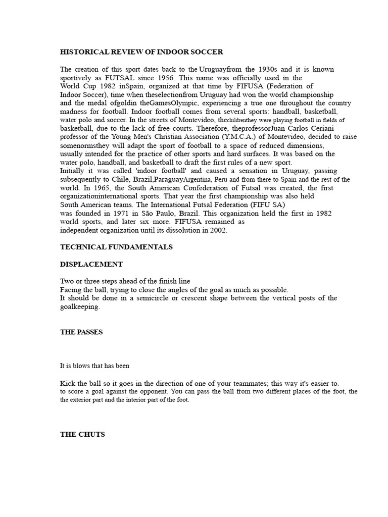 Historical Review of Futsal | PDF | Sport Variants | Team Sports