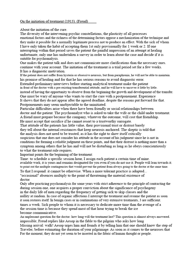 Initiating Psychoanalytic Treatment Guide | PDF | Psychoanalysis ...