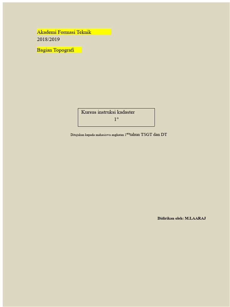 Kurs Kadaster Tahun Pertama ACFT | PDF