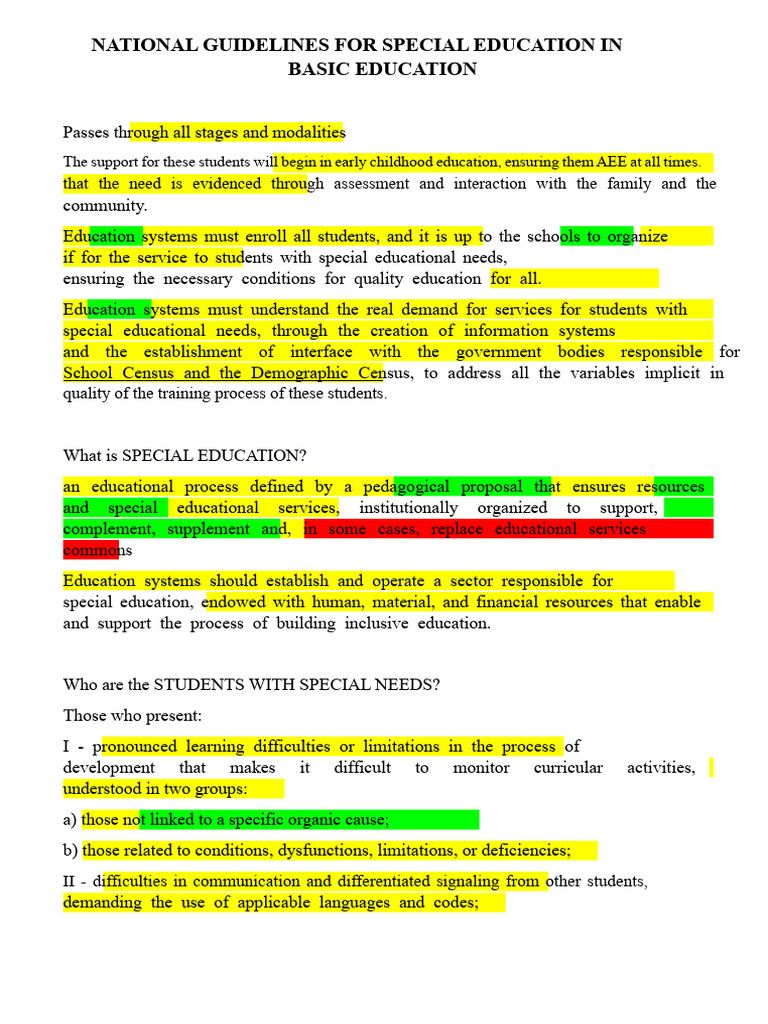 National Special Education Guidelines | PDF | Special Education | Teachers
