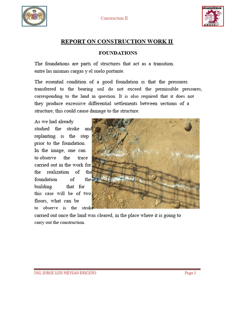 Construction Report: Foundations & Masonry | PDF | Masonry | Concrete