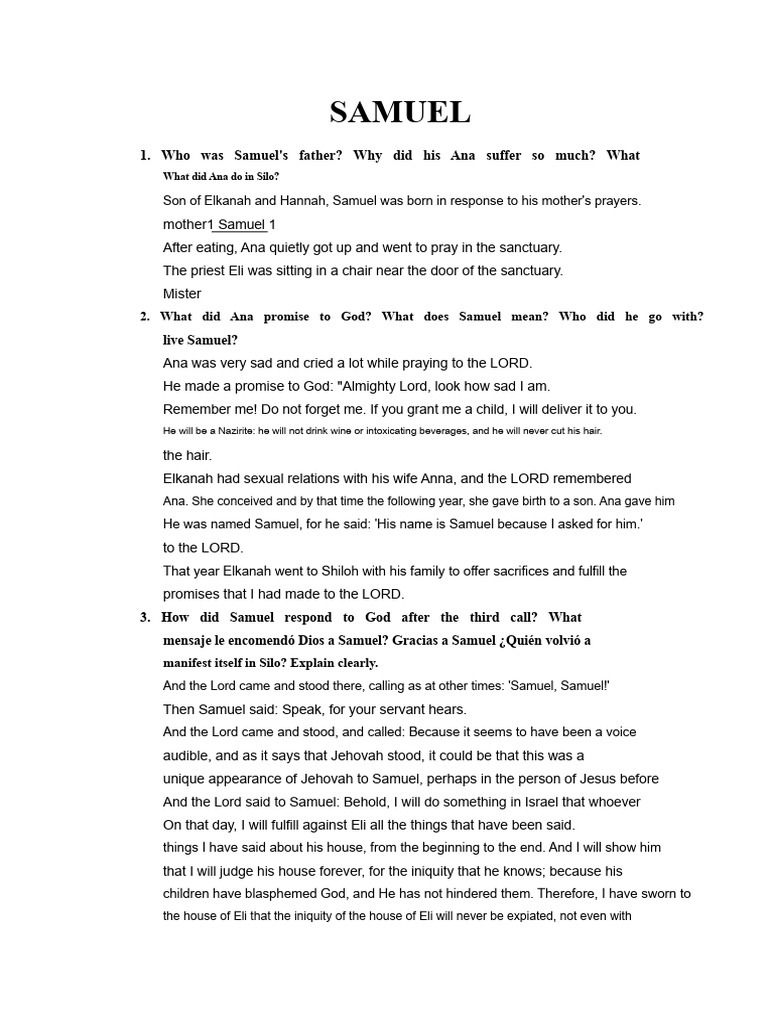 Who Was The Father of Samuel | PDF | Samuel | David