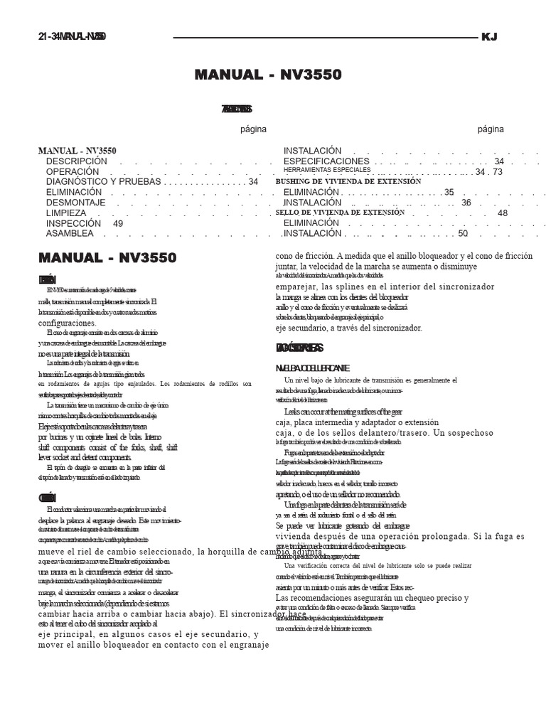 Transmisión Manual - NV3550 | PDF | Rodamiento (Mecánico) | Eje