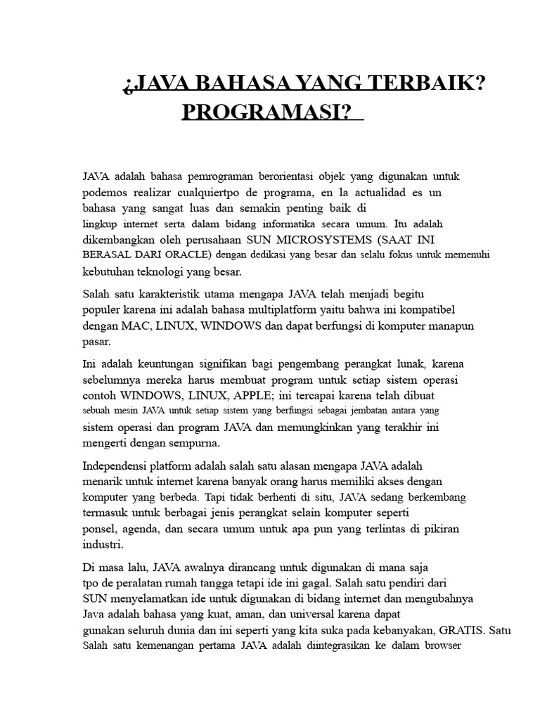 Esai singkat tentang Java | PDF