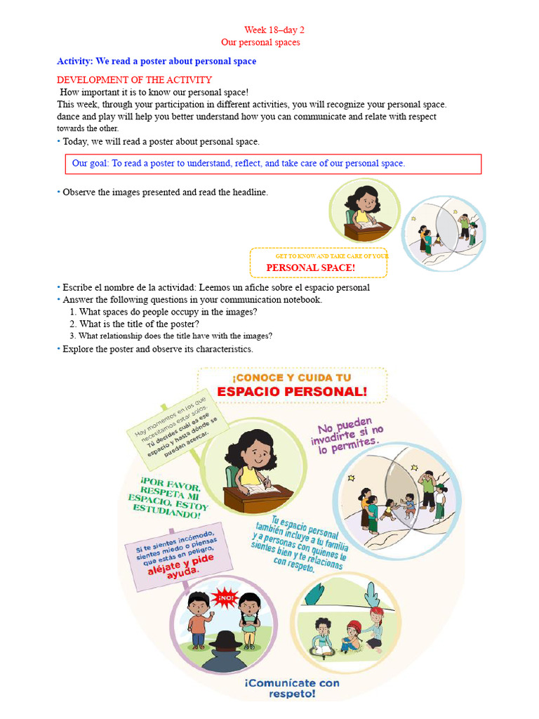 S18 - Day 2 - We Read A Poster About Personal Space PDF | PDF | Human ...