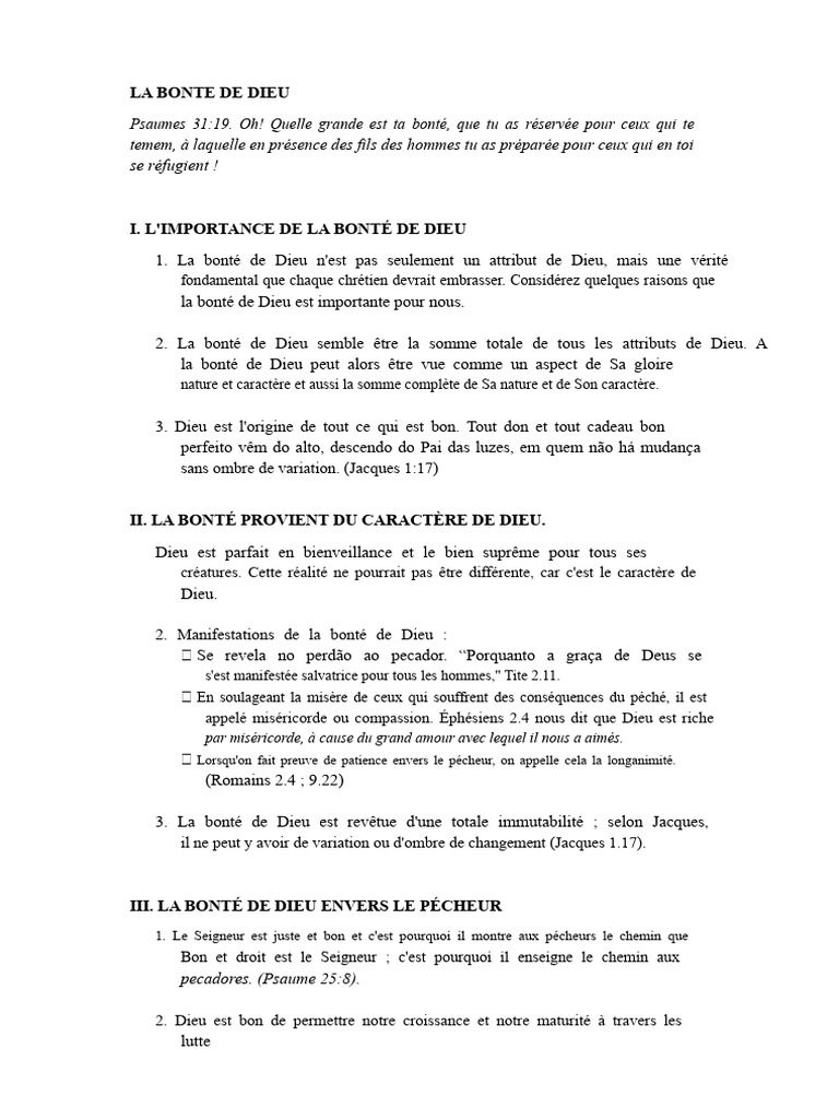 La Bonté de Dieu et Sa Miséricorde | PDF | Miséricorde | Dieu
