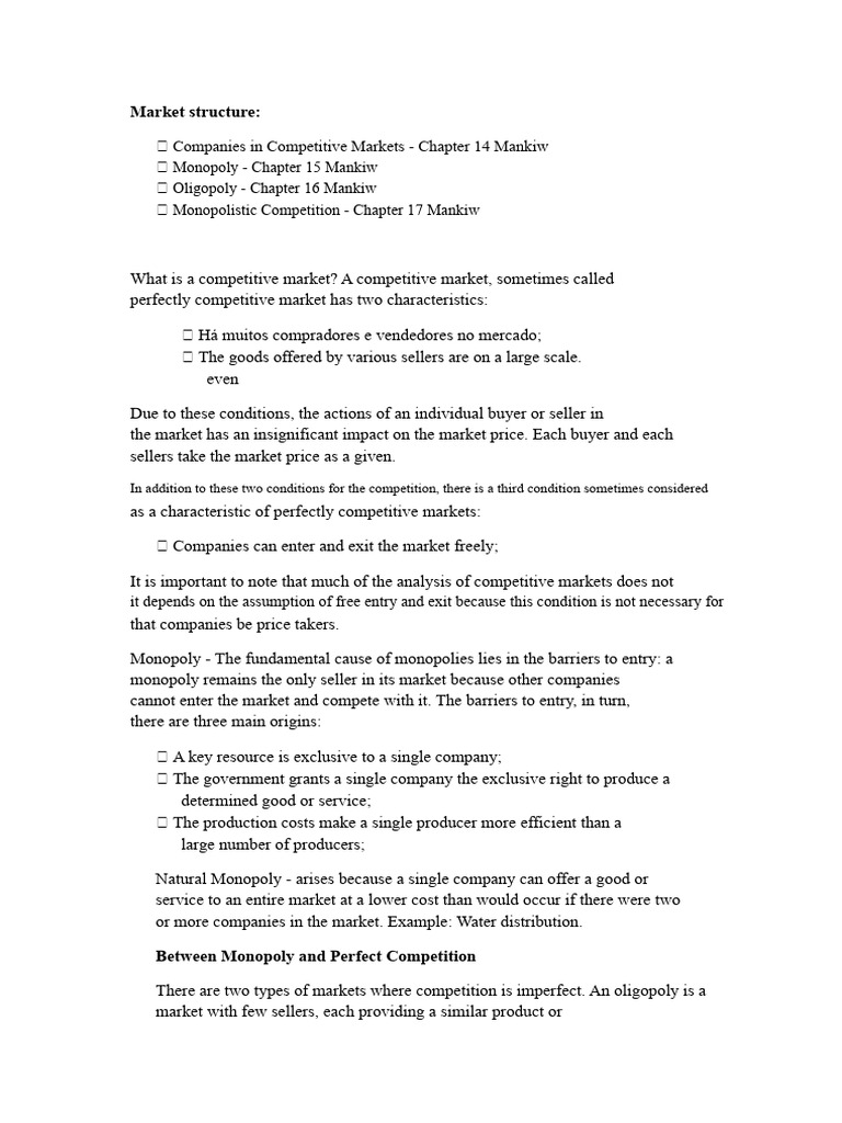 What are the characteristics of a competitive market? | PDF | Monopoly ...