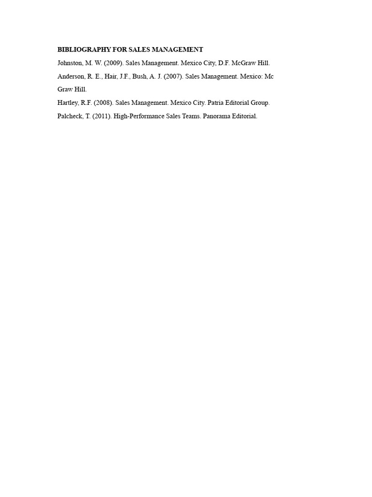 Bibliography For Sales Management | PDF