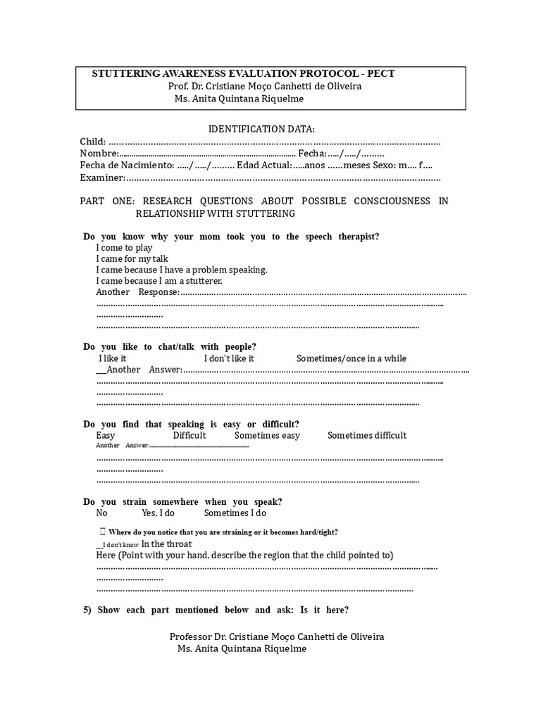 STUTTERING AWARENESS EVALUATION PROTOCOL | PDF | Human Communication
