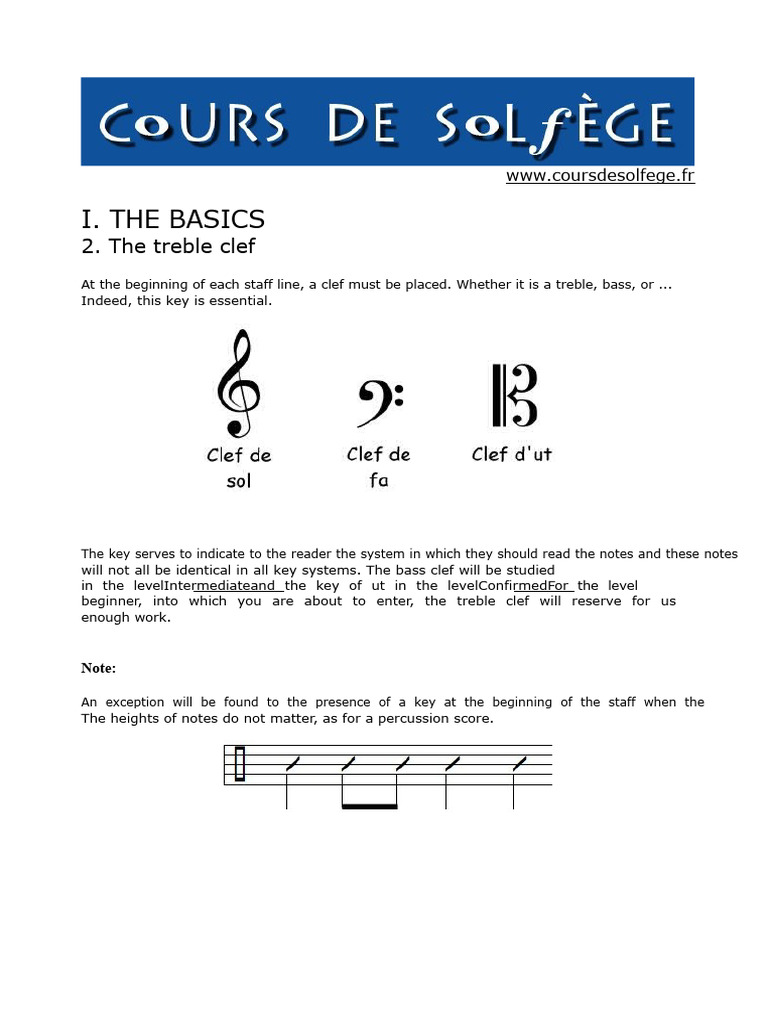 Understanding the Treble Clef Basics | PDF