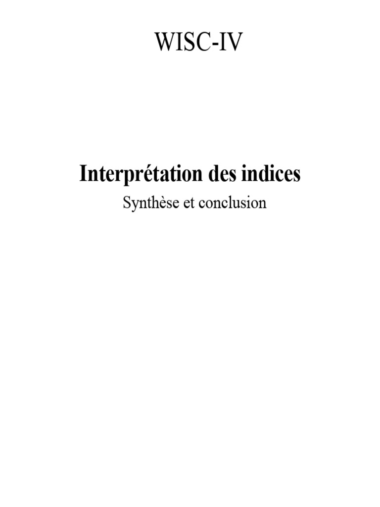 Interprétation des indices WISC-IV | PDF | Mémoire | Intelligence