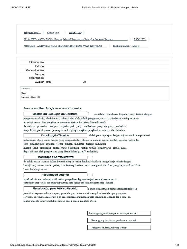 FISC KONTRAK Evaluasi Sumatif - Modul II_ Tinjauan Upaya | PDF