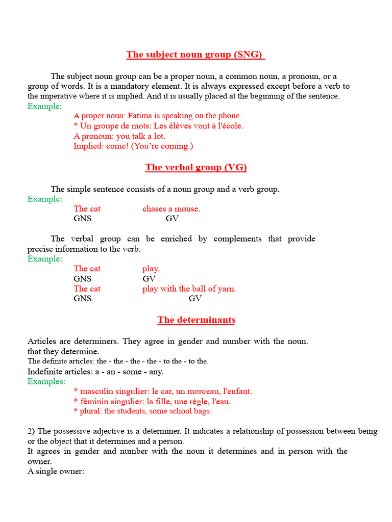 Understanding Subject Noun Groups and Verbs | PDF | Grammatical Gender ...