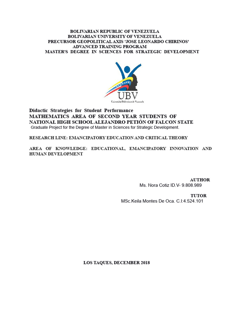 DIDACTIC STRATEGIES FOR STUDENT PERFORMANCE IN THE MATHEMATICS AREA OF ...