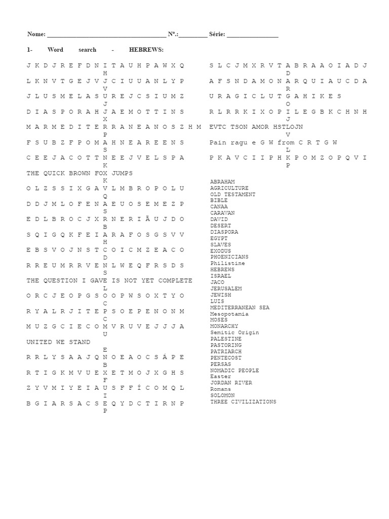 Word Search Phoenicians Persians and Hebrews | PDF | Canaan | Jews And ...