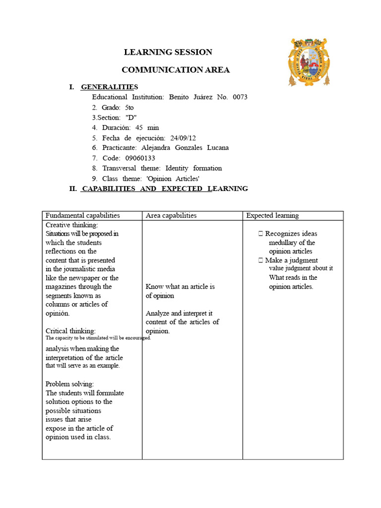 Learning Session OPINION ARTICLE | PDF | Reading Comprehension ...