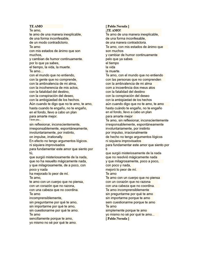 "El Amor Inexplicable de Neruda" | PDF