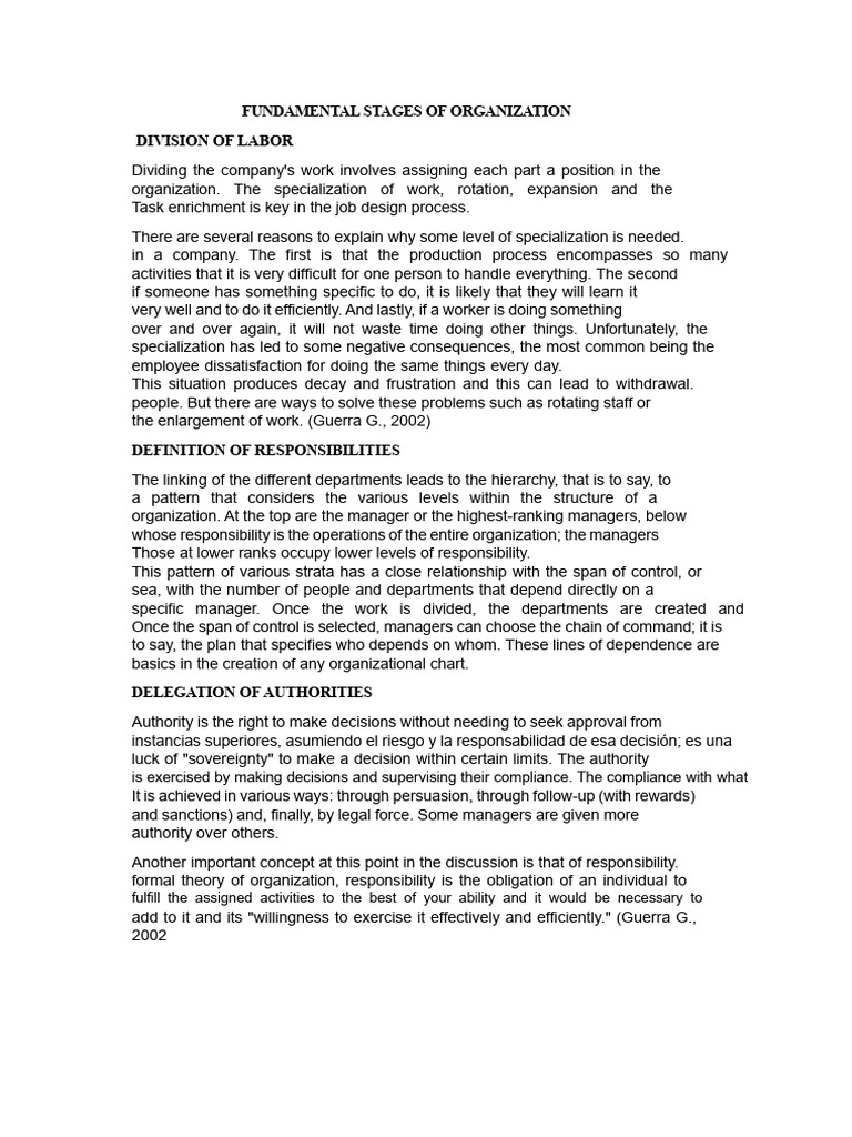 Division of Labor in Administration | PDF | Hierarchy | Business