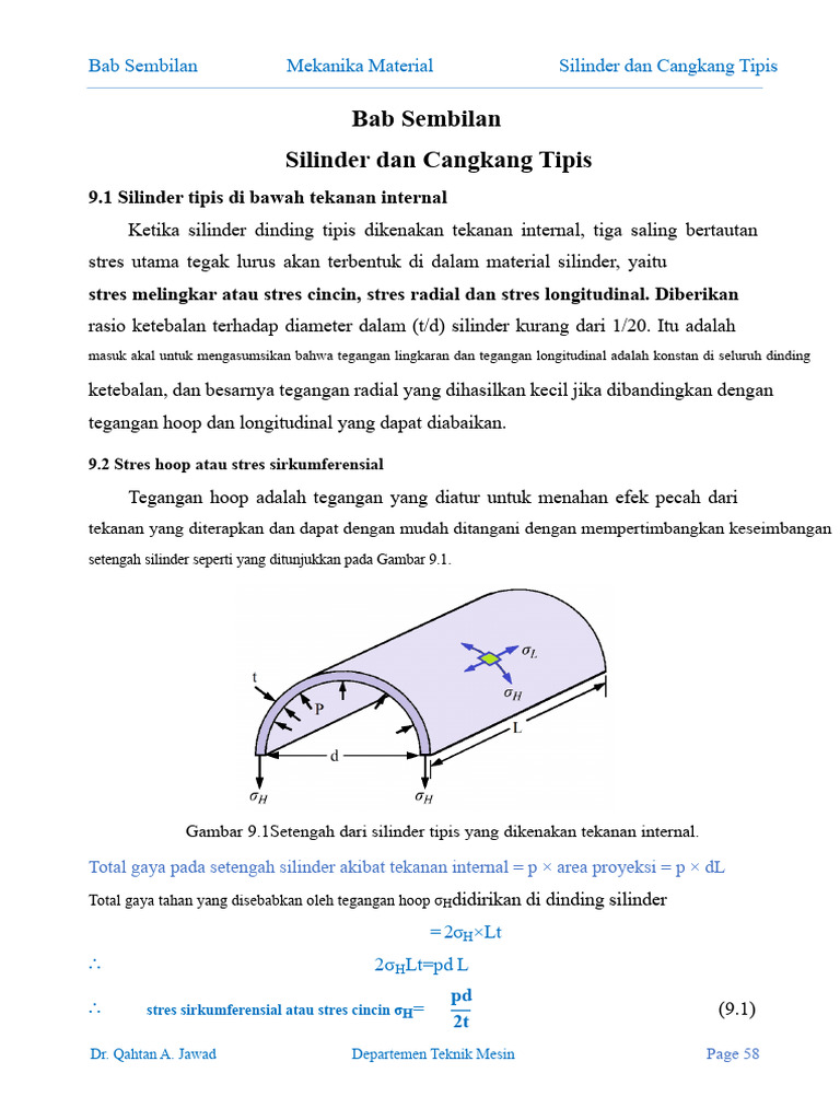 Stres dan Perubahan Silinder Tipis | PDF