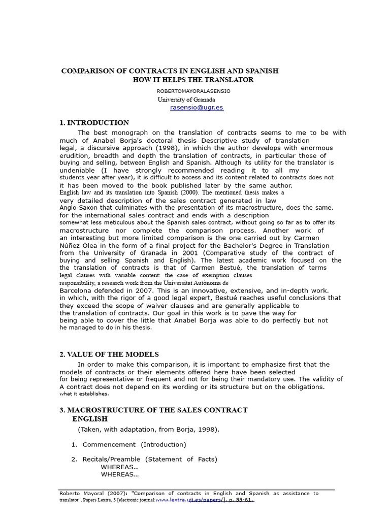 English-Spanish Contract Comparison Guide | PDF | English Language ...