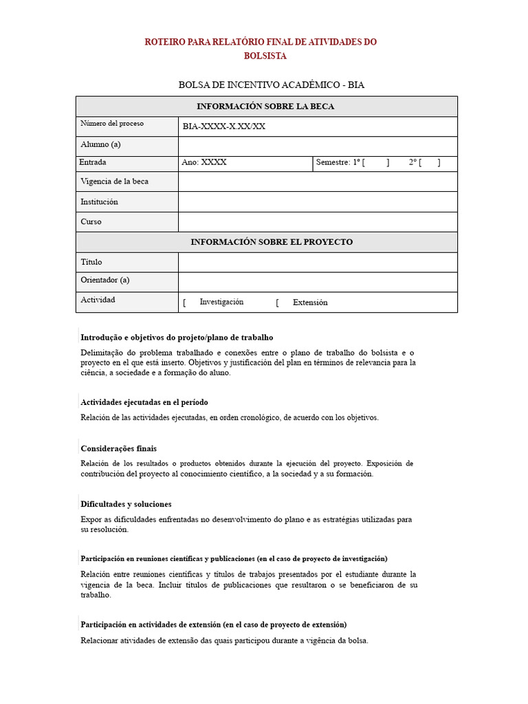 Informe Final de Actividades BIA | PDF