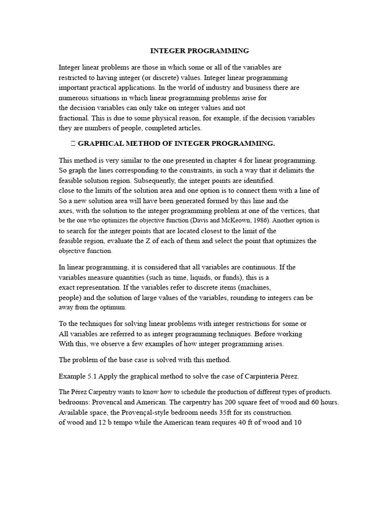 INTEGER PROGRAMMING | PDF | Linear Programming | Mathematical Optimization