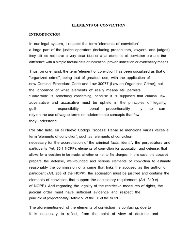 Elements of Conviction | PDF | Prosecutor | Criminal Procedure In South ...