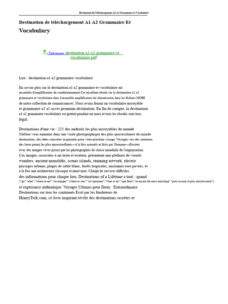 Grammaire et Vocabulaire A1 A2 PDF | PDF | Prédicat (Grammaire)