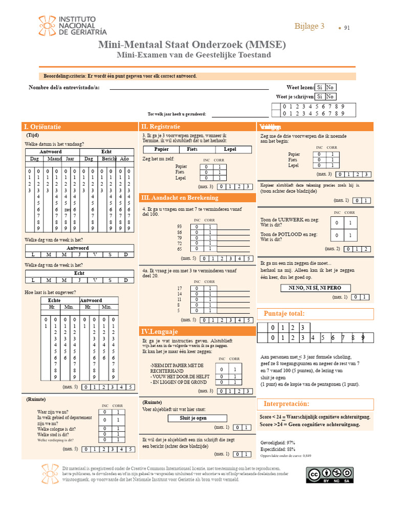 Mini-Mental Scale | PDF
