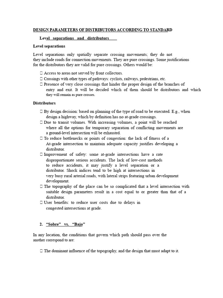 Design Parameters for Road Distributors | PDF | Traffic | Lighting