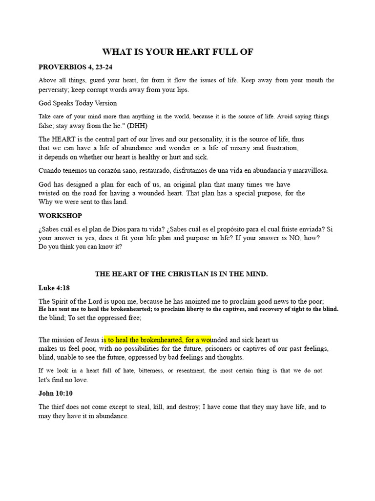 WHAT IS YOUR HEART FULL OF | PDF | Love