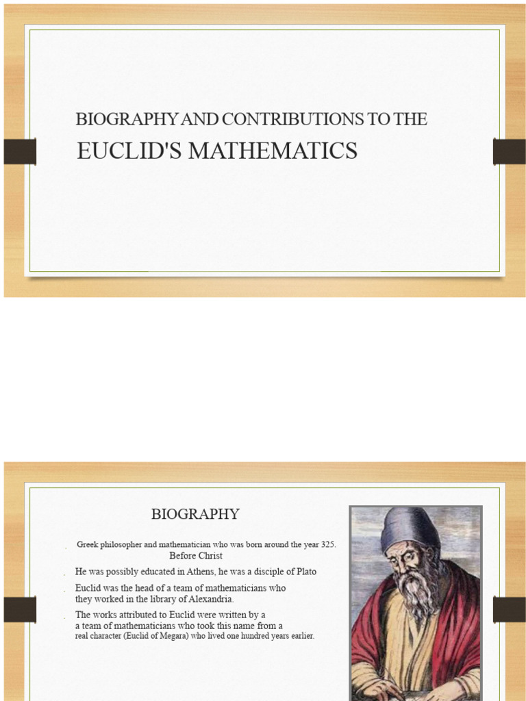 Biography and Contributions To Mathematics of Euclid | PDF