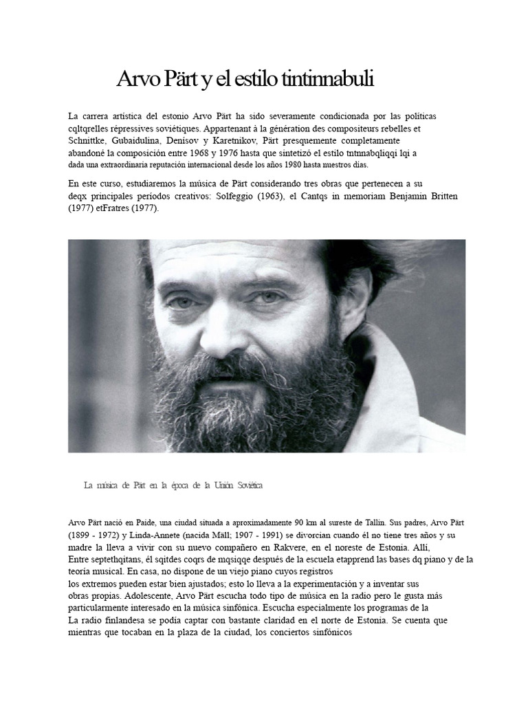 Arvo Pärt y El Estilo Tintinnabuli | PDF | Musicología | Composiciones ...