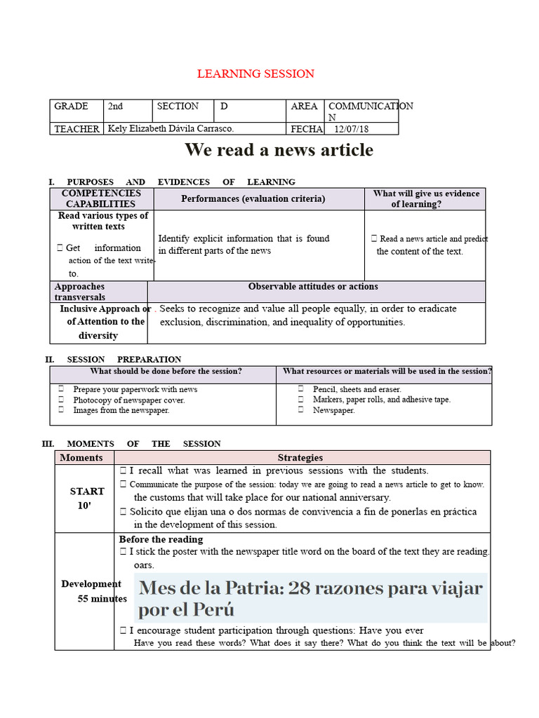 SESSION 2 We Read A News | PDF | News | Learning