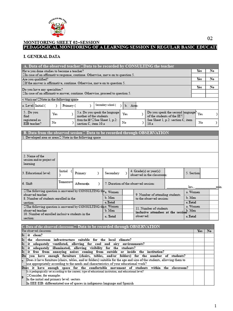 MONITORING SHEET 02 – LEARNING SESSION | PDF | Teachers | Learning