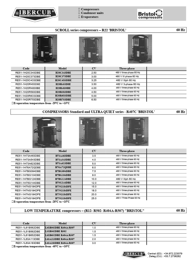 Bristol Refrigeration Compressors Guide | PDF | Temperature | Energy ...