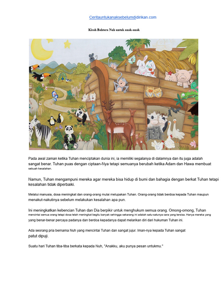 Kisah Nuh dan Bahtera untuk Anak-anak | PDF