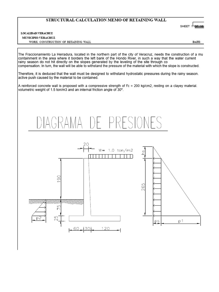 Structural Calculation Report of Retaining Wall | PDF | Mechanical ...